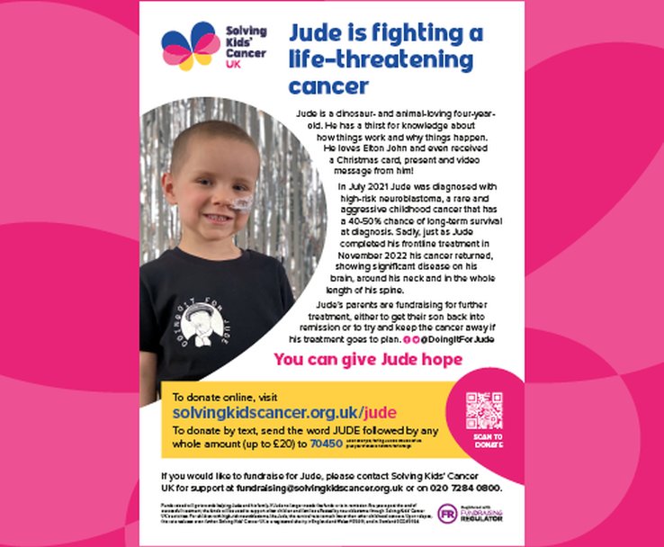 Jude's campaign | Solving Kids Cancer